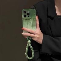 China Minimalist Gradient Green Phone Case for IPhone11 12 13 14 15 Pro Max Plus Ins Style with Soothing Eye Protection for sale