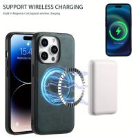 China Business Style Leather Phone Case for iPhone 11 12 13 14 15 16 Pro Max Plus Removable Card Slot and Magnetic Attachment for sale