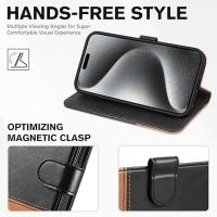 China RFID Blocking 4 Card Slots Kickstand Shockproof TPU Interior Case for iPhone 15 Pro Max Leather Magnetic Wallet Case Case for sale
