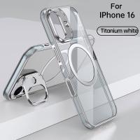 China For Laudtec SJK925 Clear Slim Magnetic Charging Cover PC Phone Case for iPhone 16 15 14 13 12 Plus Pro Max Camera Frame Holder for sale