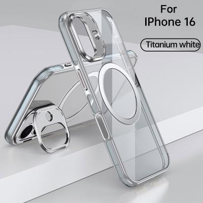 China For Laudtec SJK925 Clear Slim Magnetic Charging Cover PC Phone Case for iPhone 16 15 14 13 12 Plus Pro Max Camera Frame Holder for sale