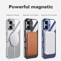 China For Laudtec SJK925 Clear Slim Magnetic Charging Cover PC Phone Case for iPhone 16 15 14 13 12 Plus Pro Max Camera Frame Holder for sale