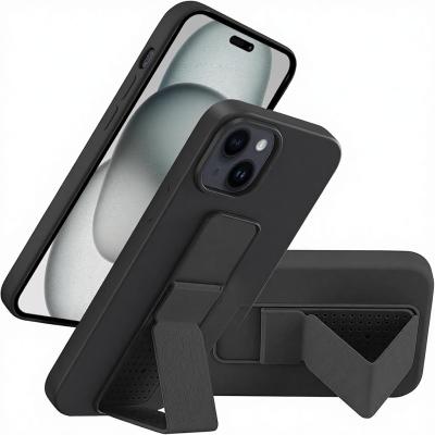 China For Silicone Kickstand Hand Strap Case for 15 Vertical/Horizontal Stand Flexible Soft Liquid Silicone Plain Design for sale