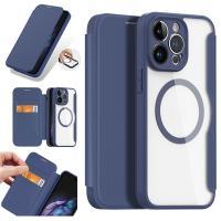 China For Laudtec Simple Sjk656 Magnetic Charging Leather Fold Mobile Cover Clear Back Phone Case for 17 16 15 14 13 Plus Pro Max for sale