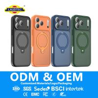 China Laudtec TPU+PC Skin-Feel Magnetic Phone Protective Case for iPhone 15 16 17 18 Pro Max, 60° Rotatable 170° Fold Ring Kickstand for sale