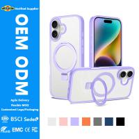 China Laudtec PC Matte TPU Border Clear Back Magnetic Case with Round Stand & Holder  for iPhone 18 17 Pro Max for sale