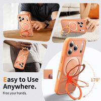 China Laudtec TPU+PC Skin-Feel Magnetic Phone Protective Case for iPhone 15 16 17 18 Pro Max, 60° Rotatable 170° Fold Ring Kickstand for sale