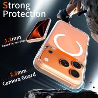 China OEM ODM Custom Logo 2.0mm Thick Anti-Yellow TPU+PC Hybrid Clear Magnetic Phone Case for iPhone 18 17 16 15 Pro Max All Serie for sale