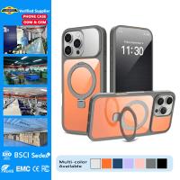 China Factory OEM ODM Magnetic Ring Stand Phone Case Shockproof Clear Back Protective Shell Support Custom Logo Packaging Color for sale