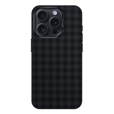 China For Aramid Fiber Phone Case for 17 16 Promax Checked Grain Thin Lightweight Back Cover Waterproof Shockproof Magnetic for sale
