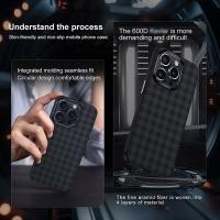 China For Aramid Fiber Phone Case for 17 16 Promax Checked Grain Thin Lightweight Back Cover Waterproof Shockproof Magnetic for sale