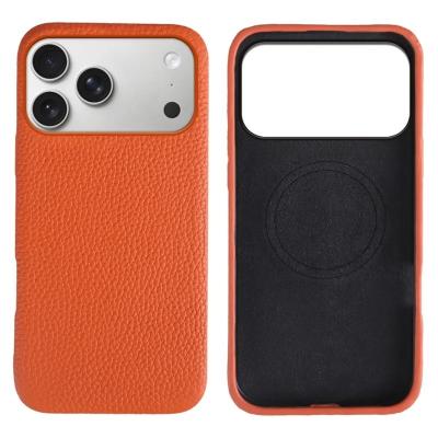 China For iPhone 17 Pro Max Phone case Pebbled Leather + PC Shock-proof and Drop-proof Customized Magnetic Charging Multiple Colors for sale