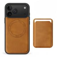 China For iPhone 17 Pro Max Magnetic Case with Detachable Card Holder TPU + PU Leather Phone Back Cover Anti-fall Magnetic Charging for sale