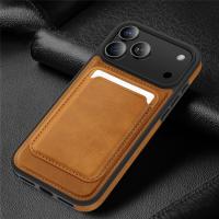 China For iPhone 17 Pro Max Magnetic Case with Detachable Card Holder TPU + PU Leather Phone Back Cover Anti-fall Magnetic Charging for sale