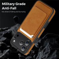 China For iPhone 17 Pro Max Magnetic Case with Detachable Card Holder TPU + PU Leather Phone Back Cover Anti-fall Magnetic Charging for sale