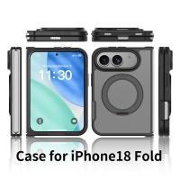 China For iPhone 18 Fold 2026 2.0 mm PC TPU Magnetic Stand Case Transparent Matte Shockproof Cover Supports Wireless Charging for sale