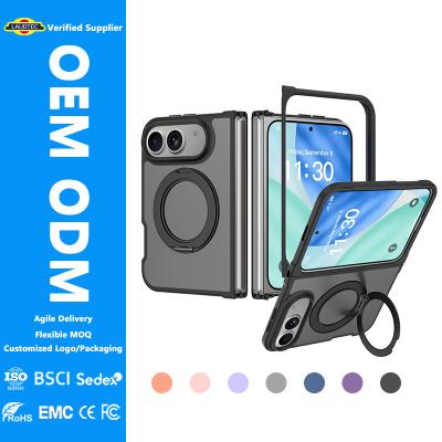 China ODM OEM 900gf Strong Magnetic Matte Hard Case for iPhone 18 Fold with 360 Rotatable Kickstand Shockproof Phone Cover for sale