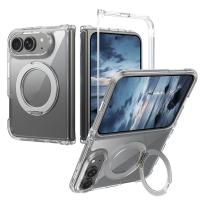 China Laudtec Wholesales Slim Durable Design Foldable Case for iPhone 18- Hard PC Back Magnetic 360 ° Rotating Kickstand for sale