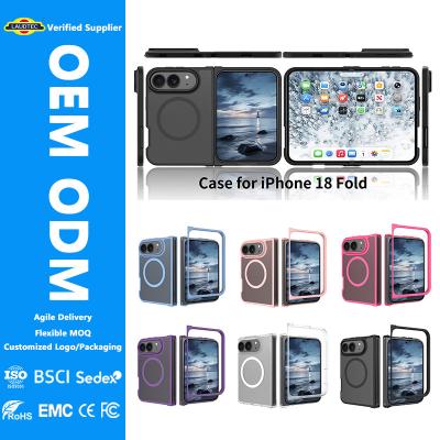 China Laudtec Magnetic Case for Apple iPhone 18 Fold TPU+PC Silver Shield Skin Feeling Matte Magnetic Shockproof Phone Cover for sale