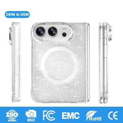 China Premium European Market Phone Case Manufacturer AR Anti-Yellow Glitter Clear Magnetic Foldable Case for iPhone 18 Fold ODM OEM for sale