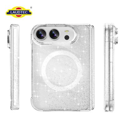China Crystal Clear Glitter Foldable Magnetic Phone Case for iPhone 18 Fold  Scratch Proof Dual Color Semi-Bumper Cover OEM/ODM for sale