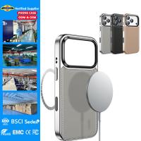 China Laudtec Leather Back Cover Shockproof Phone Case for iPhone 15 16 17 18 Pro Max with Folding Stand ODM OEM Wholesales for sale