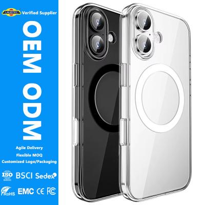 China Laudtec ultra Thin Anti-fingerprint Crystal Transparent Back Cover Magnetic clear Phone case for iphone 17 Pro Max for sale