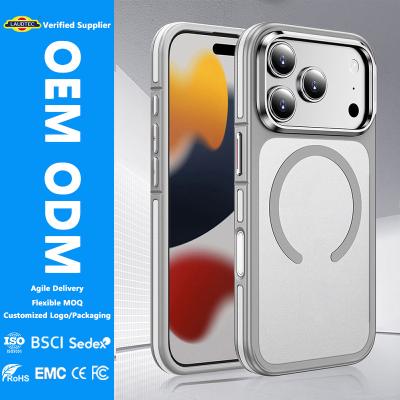 China Magnetic Shockproof Case for iPhone 17 16 Pro Max Luxury Skin Feeling Matte Cover with Metal Lens Frame Mobile Phone Shell for sale