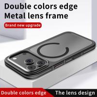 China Magnetic Shockproof Case for iPhone 17 16 Pro Max Luxury Skin Feeling Matte Cover with Metal Lens Frame Mobile Phone Shell for sale