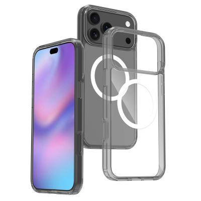 China For iPhone 17 Pro Max Magnetic Clear TPU+PC Case with Wireless Charge Shockproof & Anti-Fingerprint Features for sale