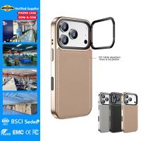 China ODM OEM Leather Phone Case for iPhone 15 16 17 18 Pro Max, Electroplated Frame Magnetic Cover with Independent Camera Button for sale