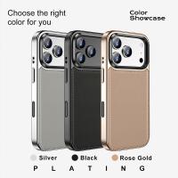 China ODM OEM Leather Phone Case for iPhone 15 16 17 18 Pro Max, Electroplated Frame Magnetic Cover with Independent Camera Button for sale