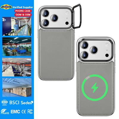 China ODM OEM Wholesales Laudtec Luxury Premium Leather Magnetic Phone Case with Photo Frame Holder for iPhone 16 17 18 Pro Max for sale
