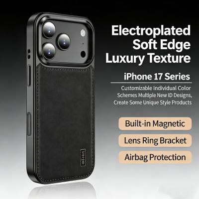 China Laudtec Luxury Textured Strong Magnetic Ring Leather Phone Case for iPhone 17 Wholesale OEM/ODM/Custom for sale