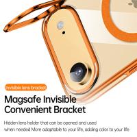 China Wireless Charging Transparent Clear Case for iPhone 17 air Pro Max 2 in 1 TPU PC Cover with Metal Camera Ring Holder for sale