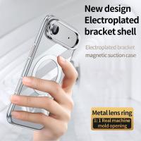 China Wireless Charging Transparent Clear Case for iPhone 17 air Pro Max 2 in 1 TPU PC Cover with Metal Camera Ring Holder for sale