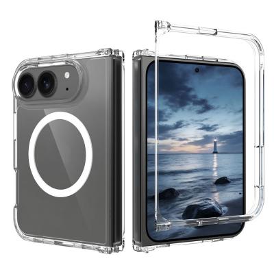 China For Two-Piece TPU+PC Transparent Shockproof Wireless Charge Magnetic Mobile Phone Case for iPhone 18 Fold Custom Logo OEM for sale