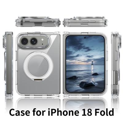China Laudtec Premium Foldable Magnetic Clear Phone Case for iPhone 18 Fold with Rotating Holder Skin-Feel Shockproof Protective Case for sale