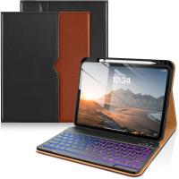 China Laudtec for iPad 11th A16 Case with Keyboard Backlit Wireless Detachable Keyboard Leather Folio Cover with Pencil Holder Pocket for sale