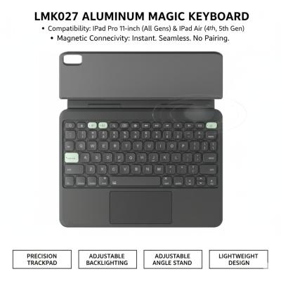 China Laudtec Aluminum Magnetic Backlit Keyboard Case with Trackpad, Waterproof Scratchproof Keycaps for iPad Pro 11 / iPad Air for sale