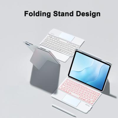 China White Smart Touchpad Keyboard Cover, Magnetic Wireless Protective Case for iPad 10/10.9/11 Inch A16, OEM Customization Available for sale