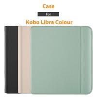 China Ereader Leather Pu Case for Kobo Libra Clara Colour Elipsa 7 Inch With Stylus Holder Notebook Sleep Cover Pbk157 Laudtec for sale