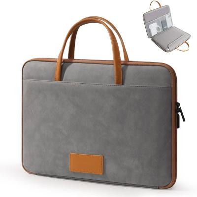 China For Laudtec 13-16 Inch PU Leather Laptop Bag 180° Opening Notebook Cover Portable Handbag for School Lap Top Briefcase Wholesale OEM/ODM/Private Label for sale