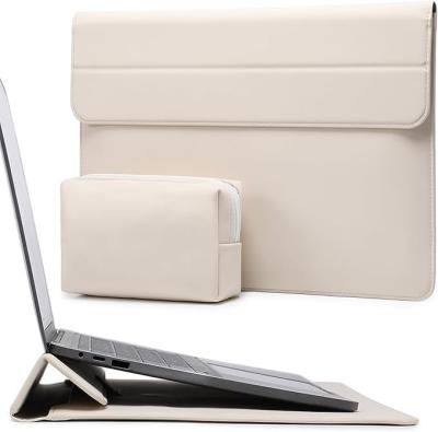 China Factory Leather Laptop Sleeve Case With Stand Computer Carrying Bag With Pouch LBX1226-2 for sale