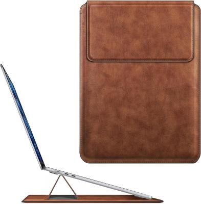 China Magnetic Leather Laptop Sleeve Handle Bag OEM ODM Lightweight for Business Man Women 13 14 15 16 Inch Portable Computer Cover for sale