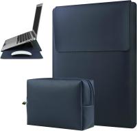 China 15 16 Inch Laptop Sleeve Case Leather Case with Adjustable Stand for MacBook Pro 16 2021 2019 Sleeve Pouch Blue PU Leather Bags Wholesale OEM/ODM/Private Label for sale