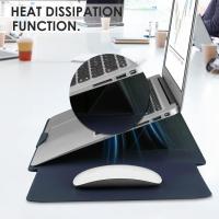China 15 16 Inch Laptop Sleeve Case Leather Case with Adjustable Stand for MacBook Pro 16 2021 2019 Sleeve Pouch Blue PU Leather Bags Wholesale OEM/ODM/Private Label for sale