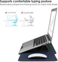 China 15 16 Inch Laptop Sleeve Case Leather Case with Adjustable Stand for MacBook Pro 16 2021 2019 Sleeve Pouch Blue PU Leather Bags Wholesale OEM/ODM/Private Label for sale