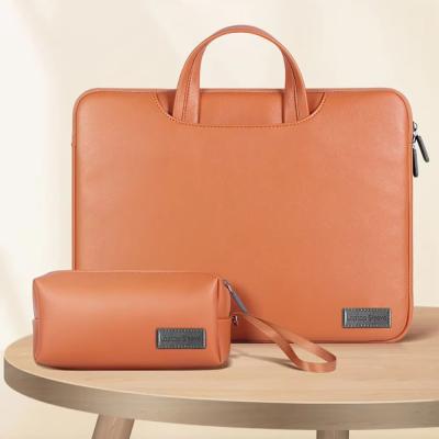 China For Laudtec Luxury 15.6 Inch Leather Laptop Sleeve Set Two-Piece Lightweight Portable Handbag for Business Travel Men Wholesale OEM/ODM/Private Label for sale