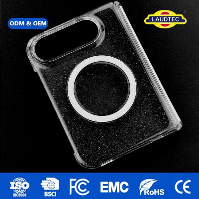 China Wholesale Laudtec Ultra-Light Glitter Crystal Clear Case, Anti-Yellowing Finish, Built-in Strong Magnet for iPhone 18 Fold for sale